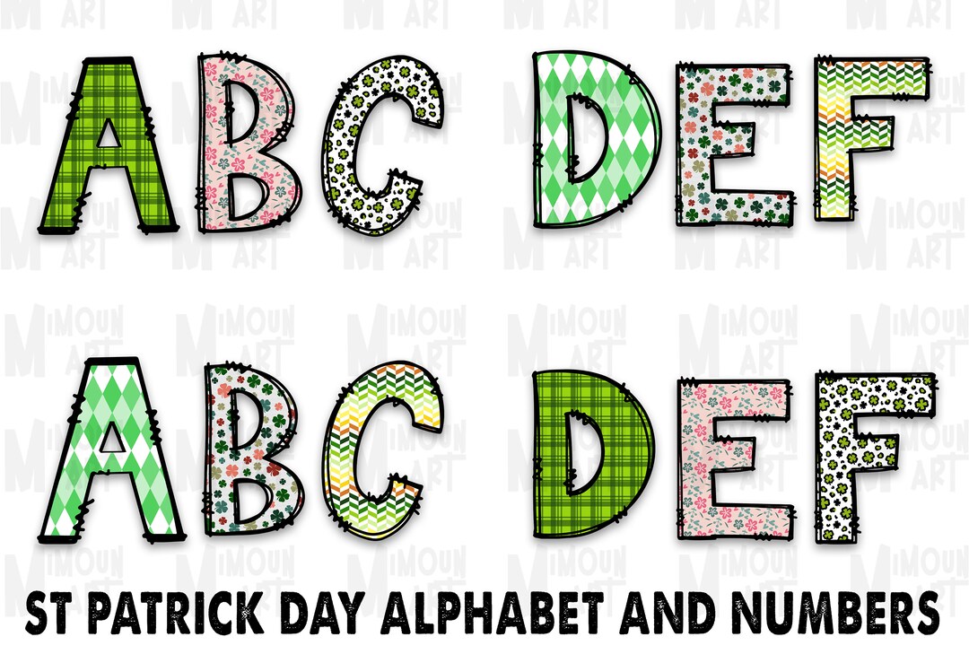 St Patricks Day Doodle Alphabet PNG St Patrick Letters & - Etsy