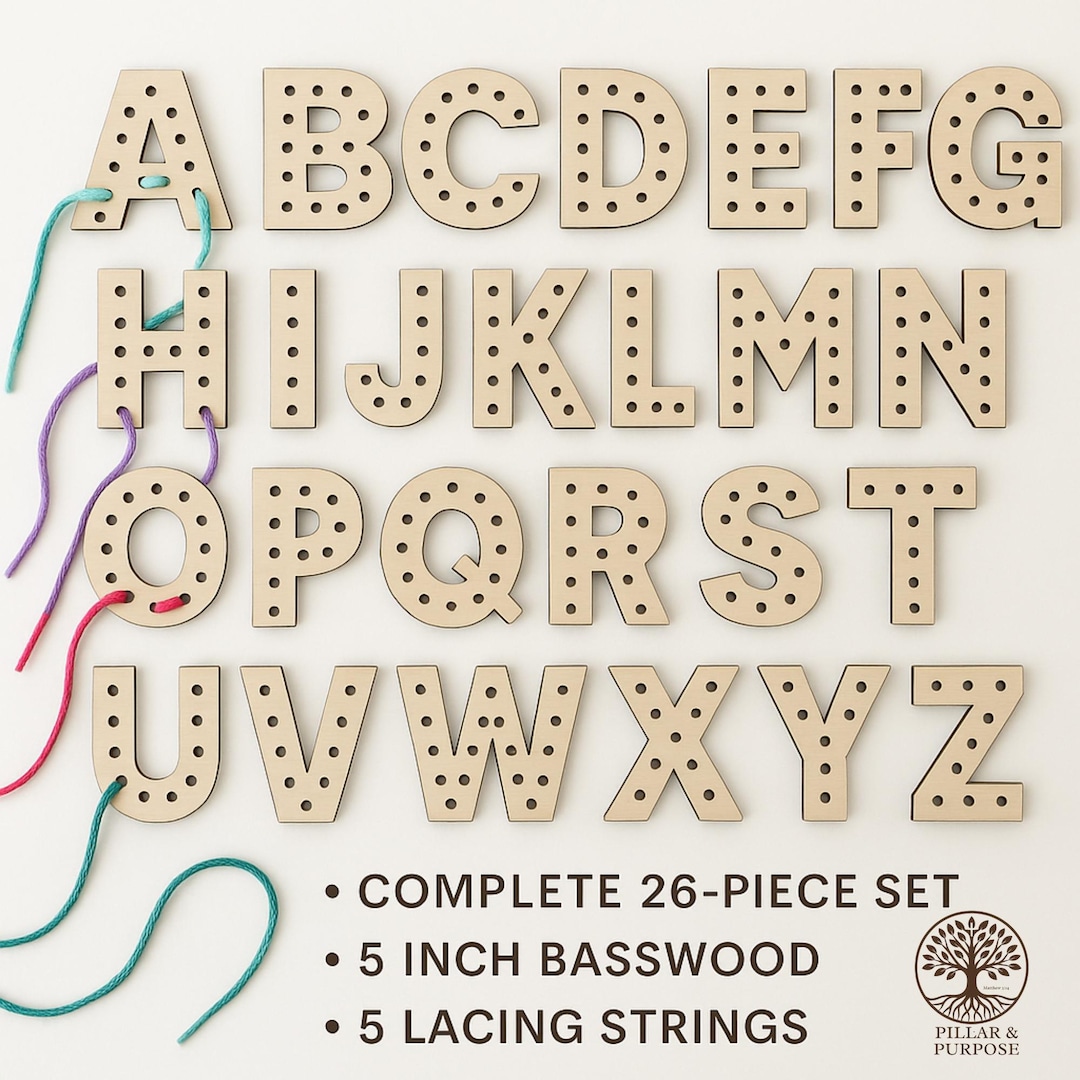 Lacing Alphabet Letters A–Z | Wooden Educational Toy - Etsy