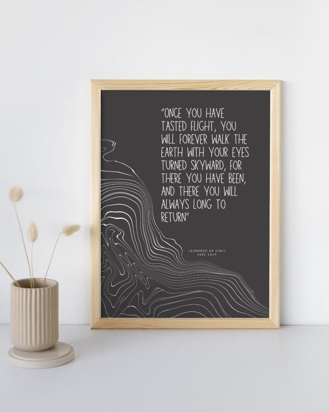Leonardo Da Vinci Quote Poster, Wall Art Decor, Inspirational Quote ...