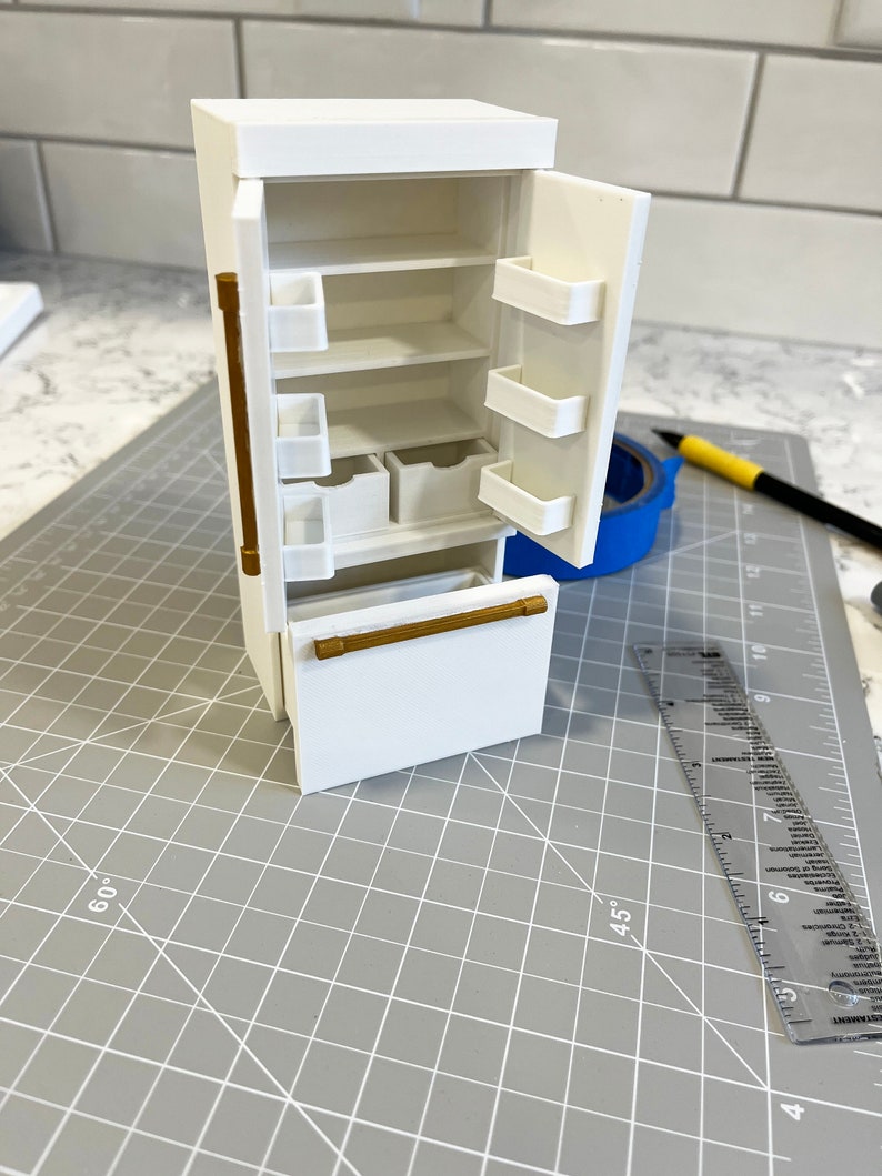 Digital 3D Print File 1:12 Scale Dollhouse Refrigerator OBJ, & STL ...