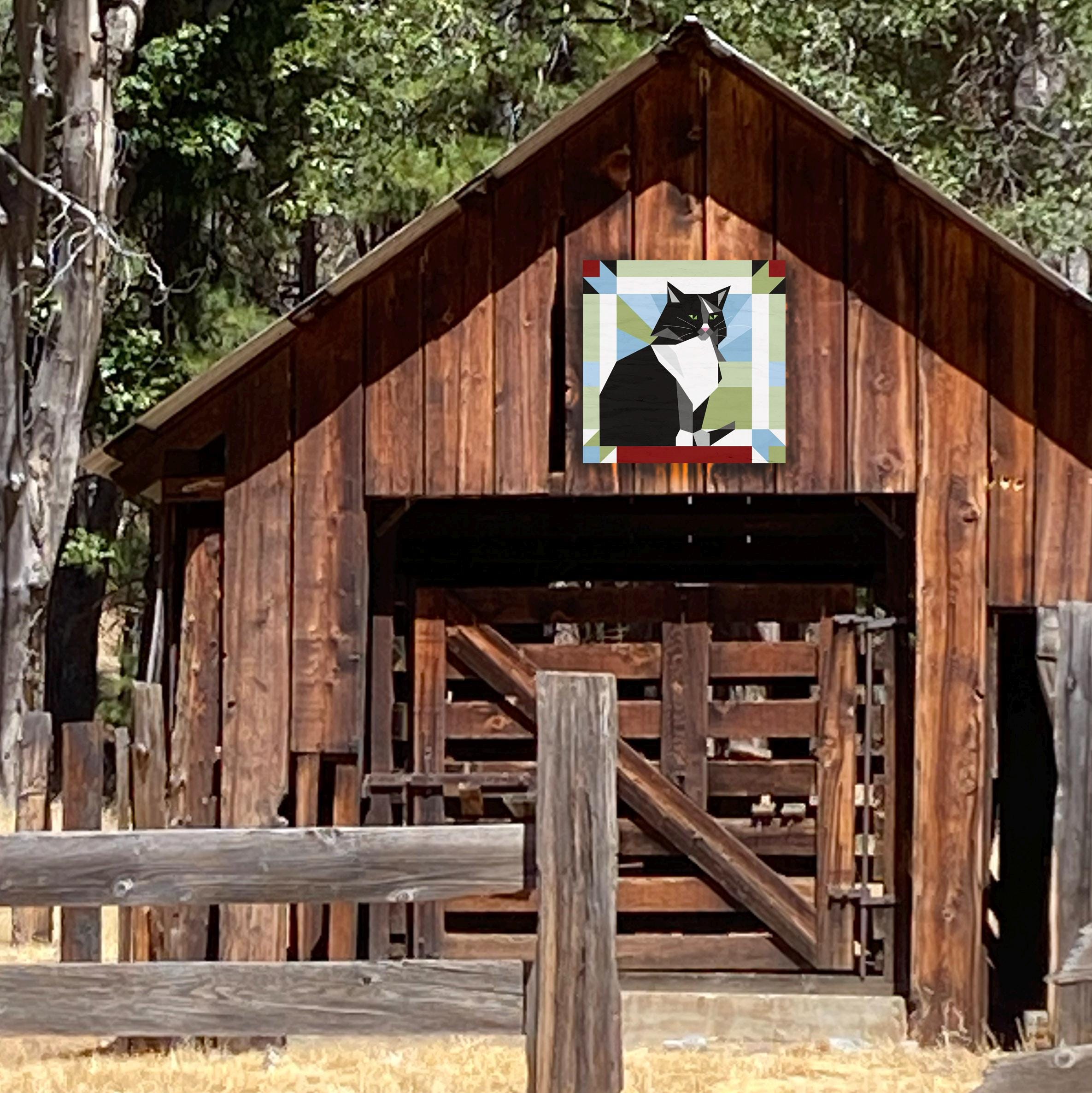 Tuxedo Cat Barn Quilt Painting Pattern: DIY Wall Art Tutorial (PDF ...