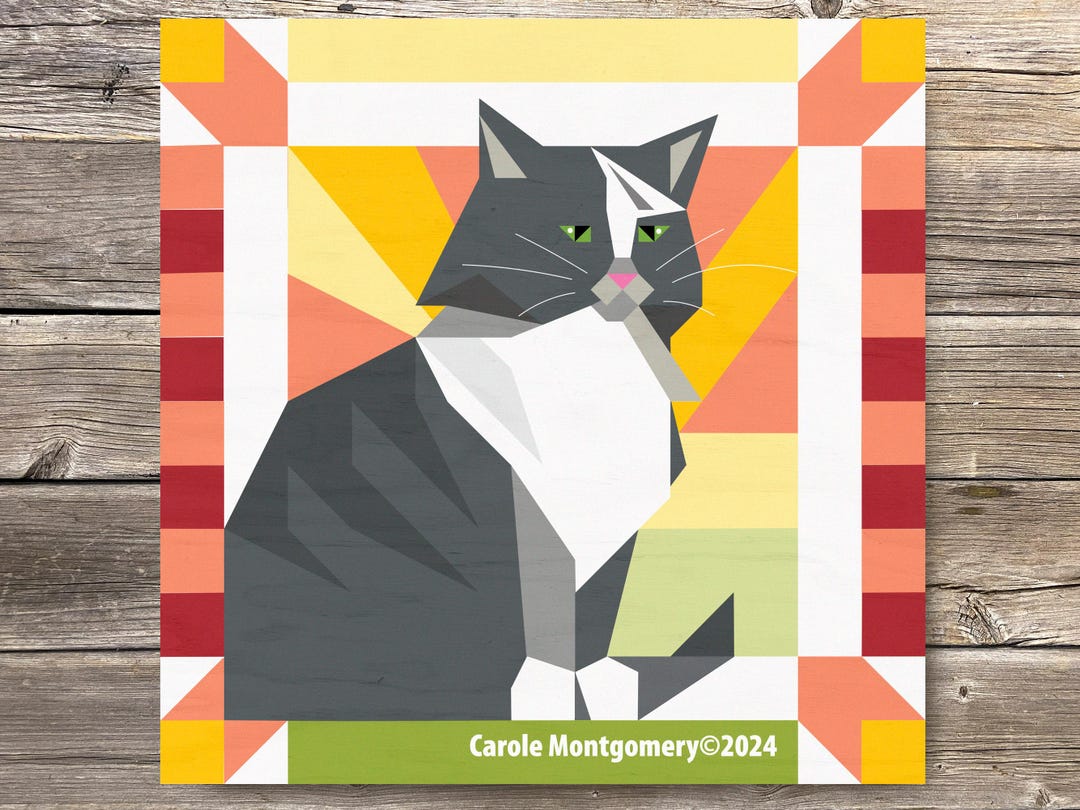 Grey and White Tabby Cat PDF Barn Quilt Pattern and Directions for ...