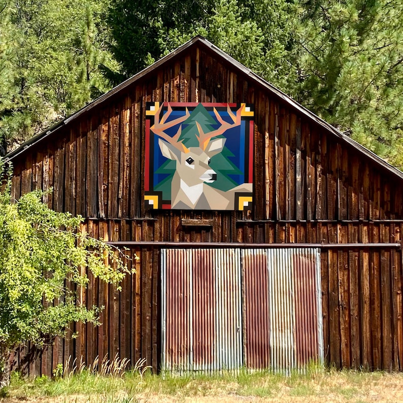 Deer Barn Quilt Painting Pattern - Buck DIY Wall Art Tutorial (PDF ...