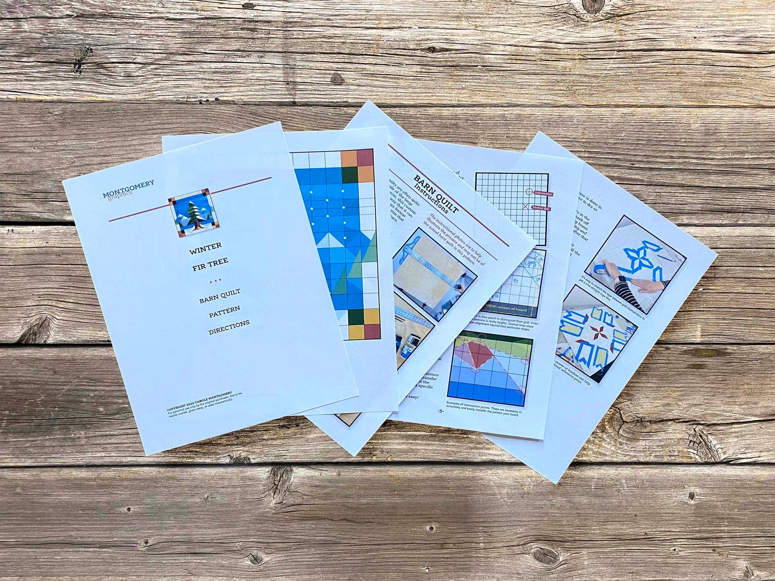 Winter Fir Tree Barn Quilt Pattern and Directions for Painting - Etsy