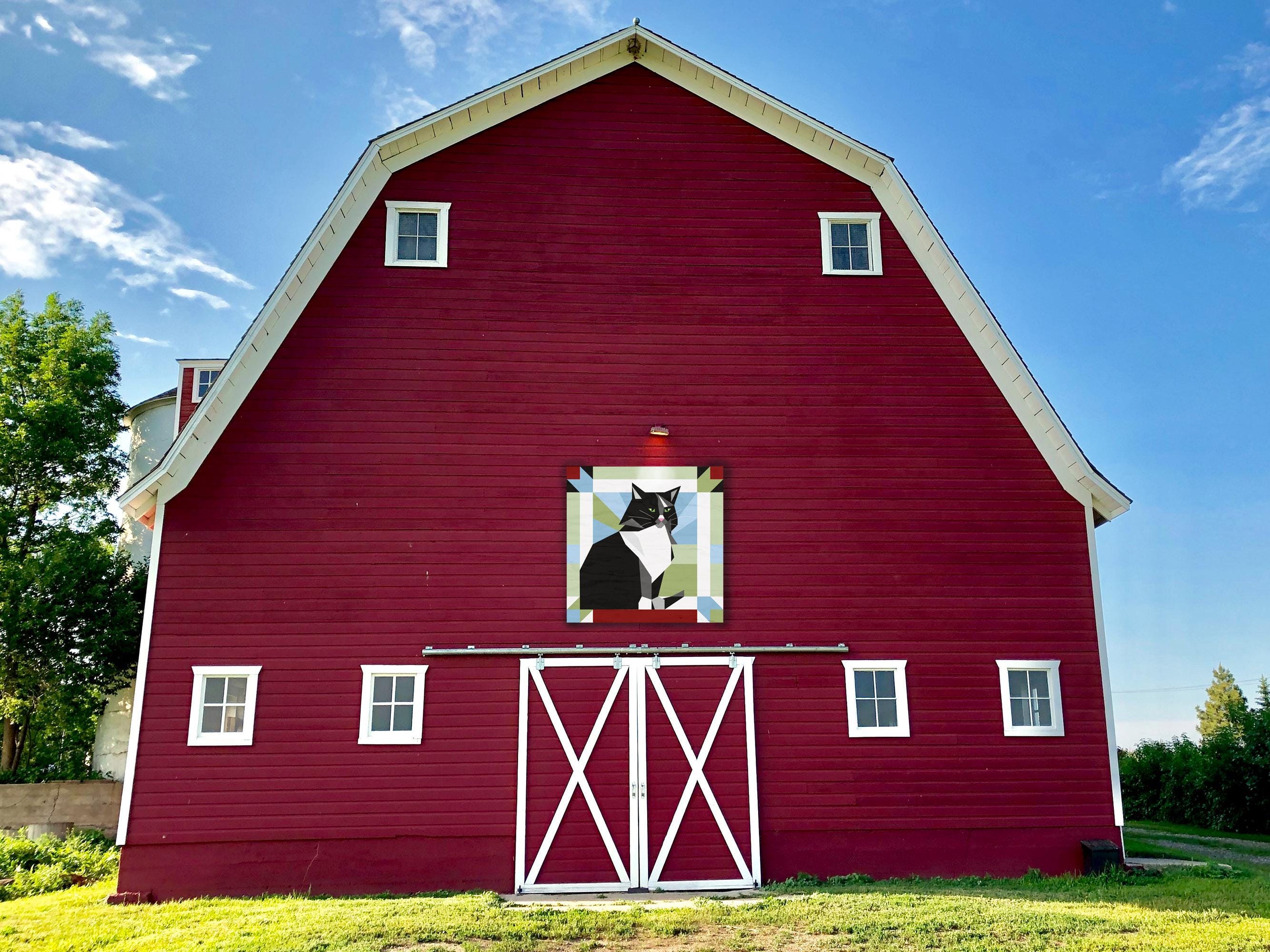 Tuxedo Cat Barn Quilt Painting Pattern: DIY Wall Art Tutorial (PDF ...