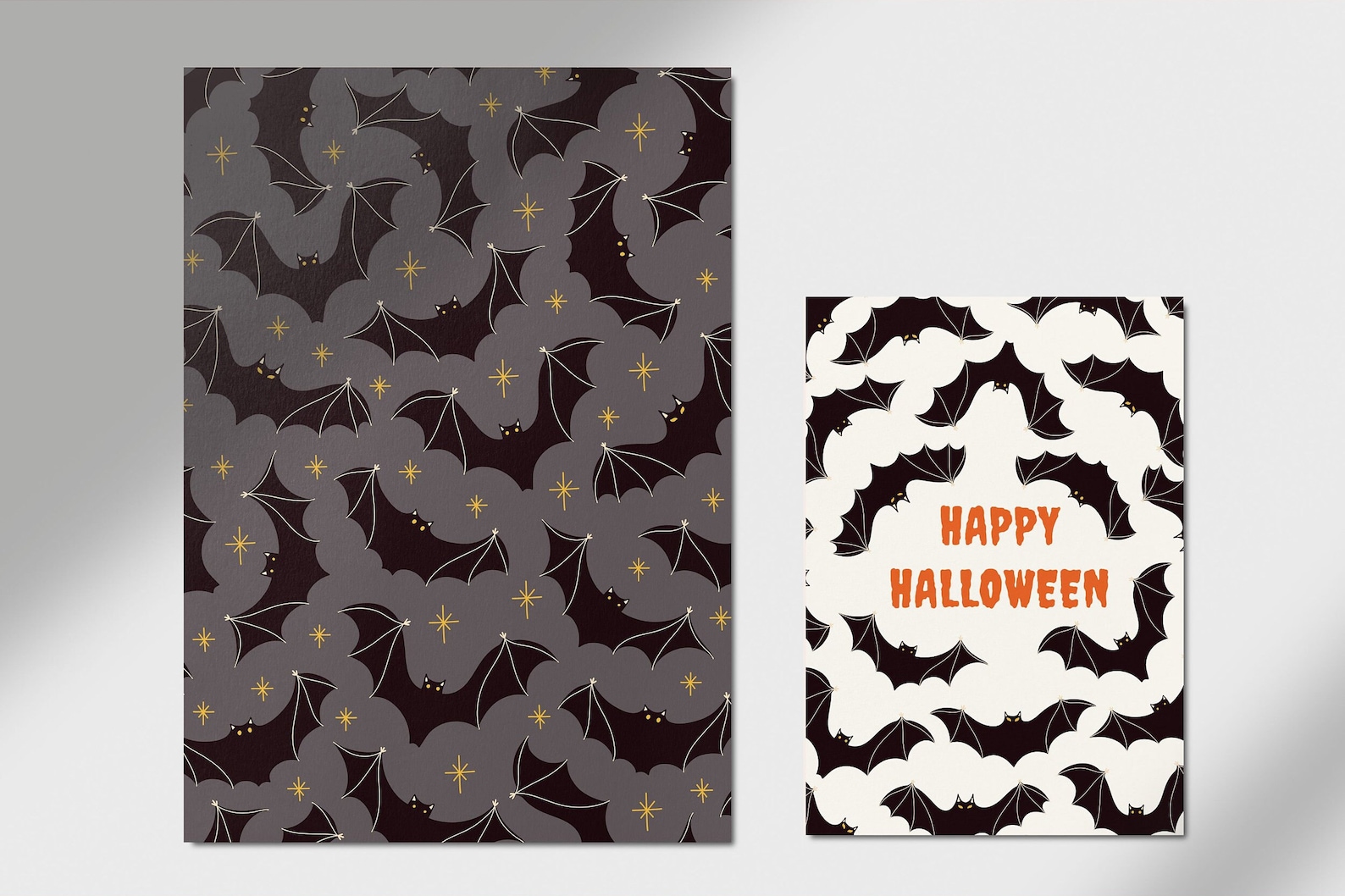 Bats Poster Set of 2 Flying Bats Wall Art Halloween - Etsy