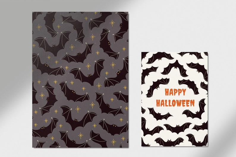 Bats Poster Set of 2 Flying Bats Wall Art Halloween - Etsy