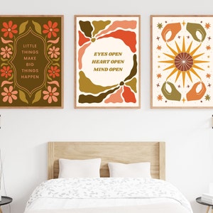 Set of 3 Groovy Prints, Groovy Retro Wall Art, Cute Quote Wall Print ...
