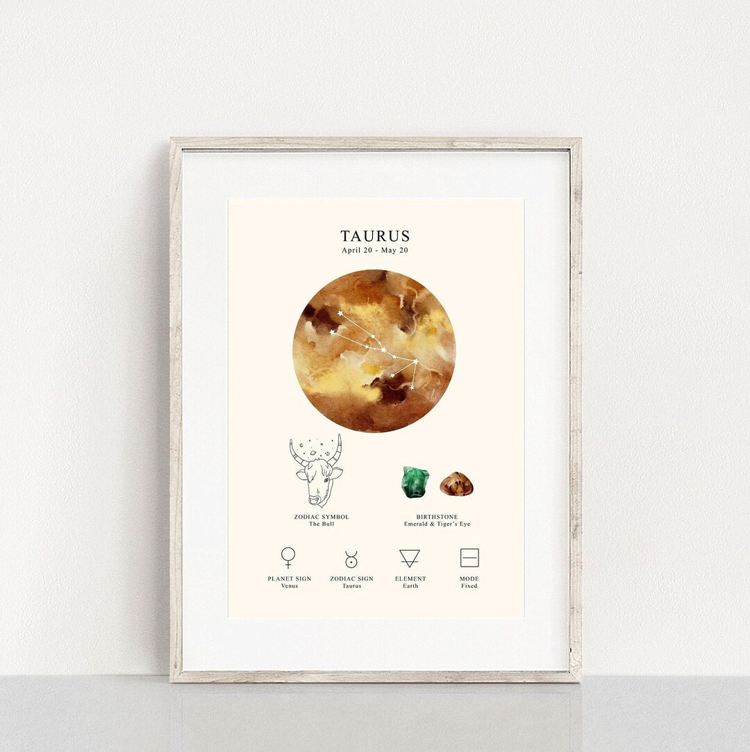 Taurus Zodiac Sign Wall Decor, Taurus Print, Astrology Poster, Taurus ...