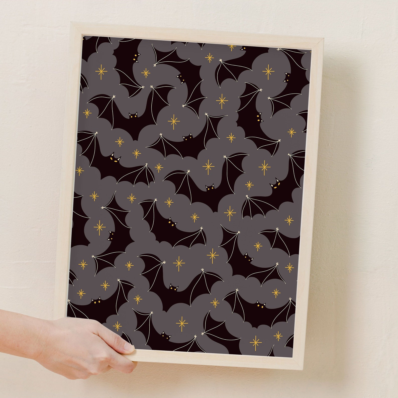 Bats Poster Set of 2 Flying Bats Wall Art Halloween - Etsy