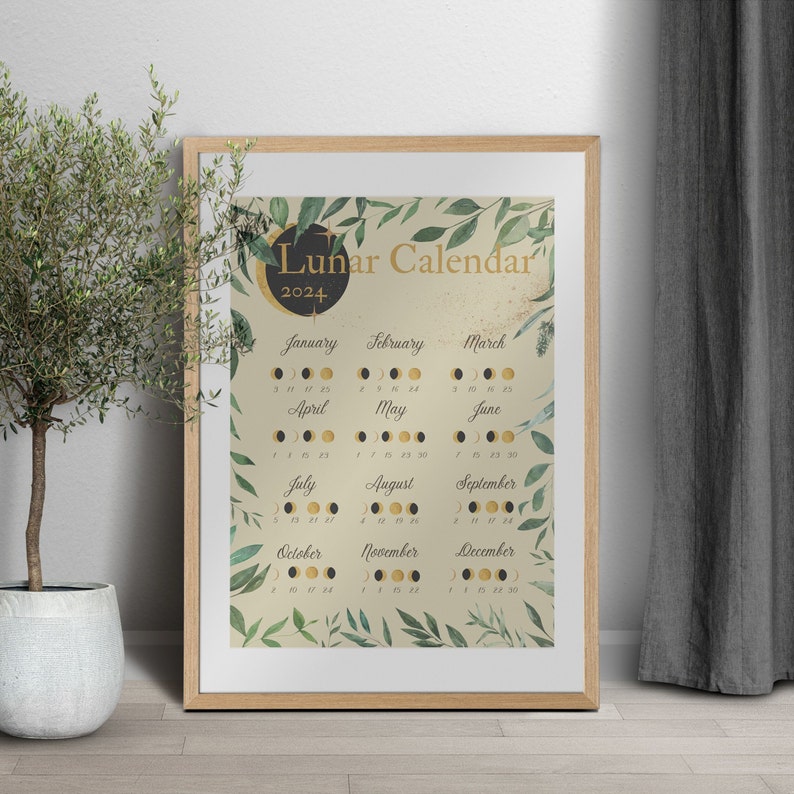 Lunar Calendar 2024 Printable Lunar Calendar 2024 Moon Phase - Etsy