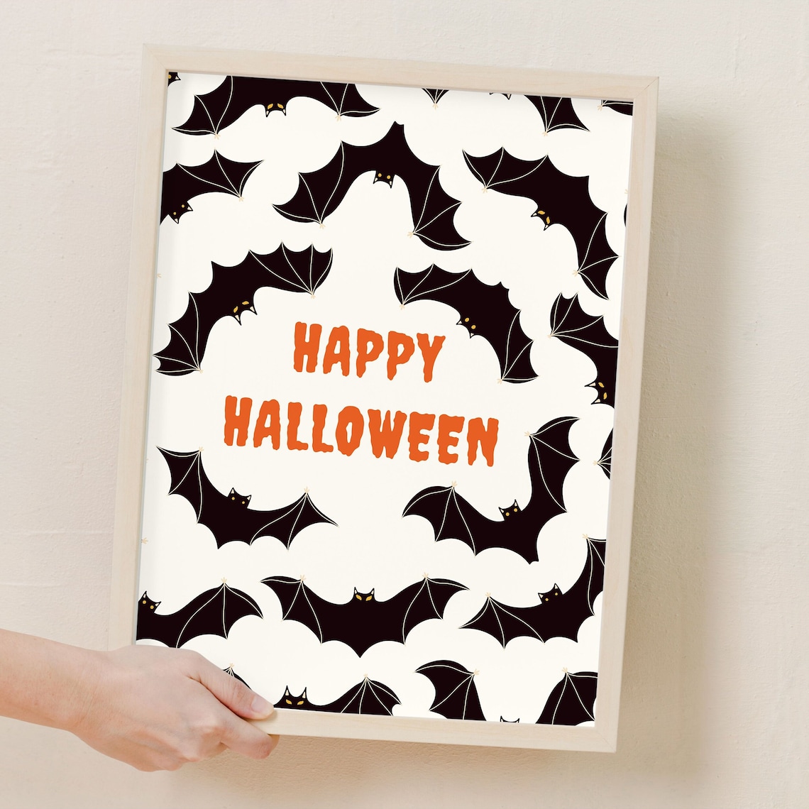 Bats Poster Set of 2 Flying Bats Wall Art Halloween - Etsy