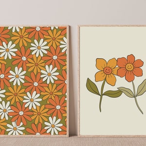 Groovy Poster, Artful Wall Art Retro, Retro Flower Prints, Vintage ...