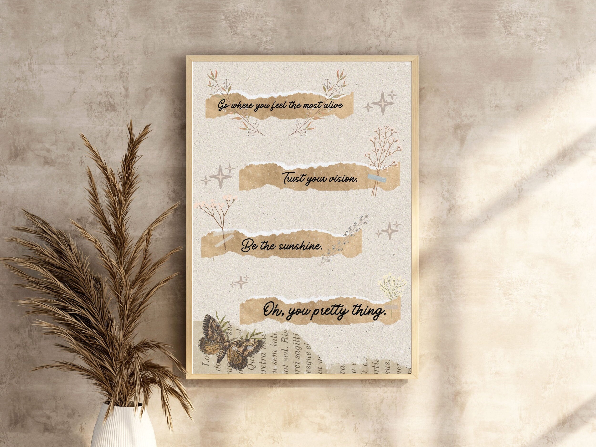 BUTTERFLY FLORAL Motivational POSTER for Plant Lover Digital ...