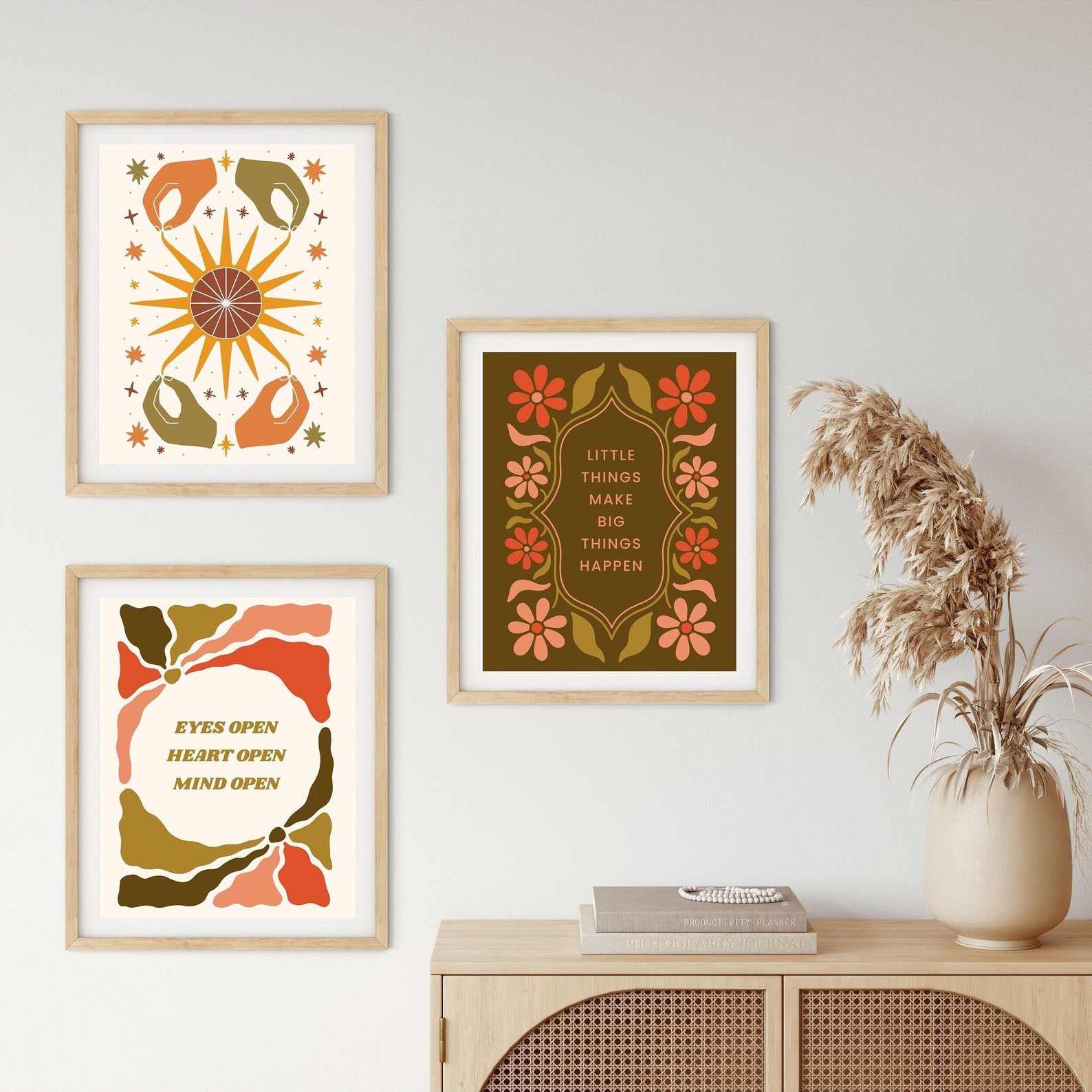 Set of 3 Groovy Prints, Groovy Retro Wall Art, Cute Quote Wall Print ...