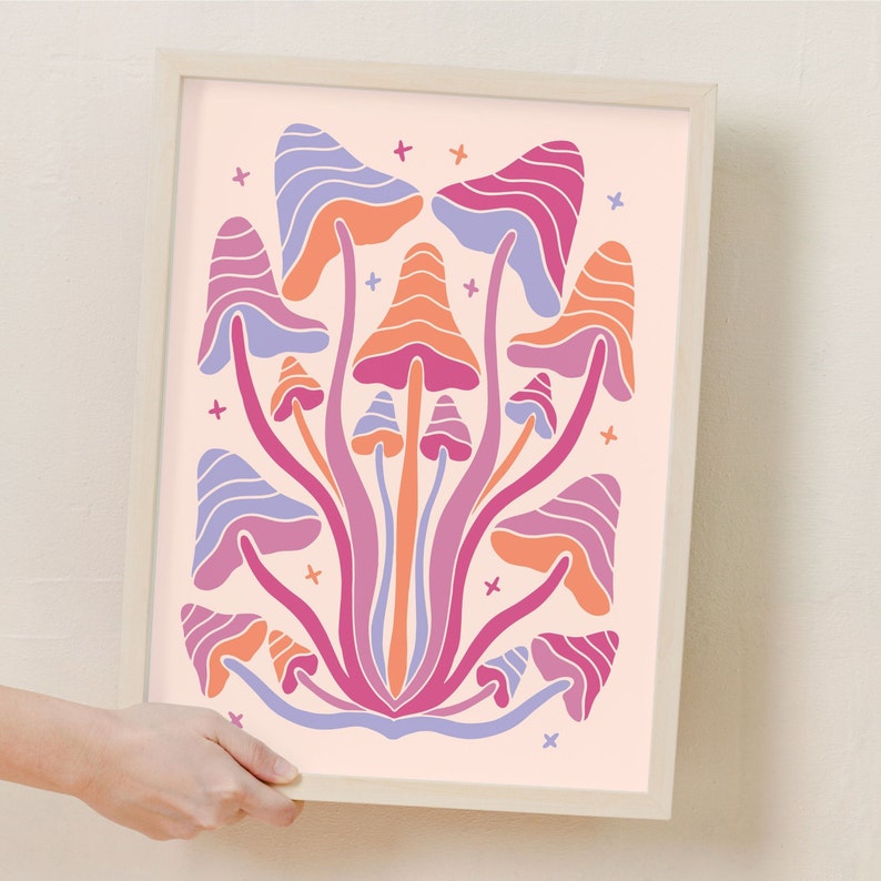 Mushroom Poster, Trippy Poster, Hippie Poster, Indie Room Decor ...