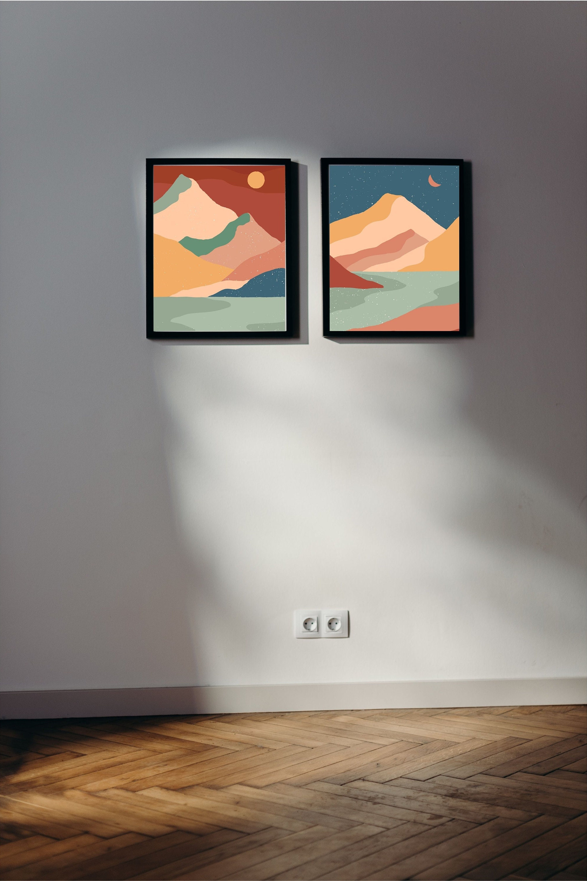 Sun and Moon Posters Set, Sun and Moon Wall Art Set, Celestial Poster ...