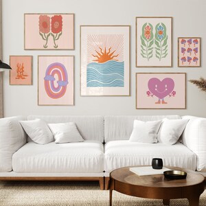 Groovy Poster Set Trendy Retro Gallery Wall Art Set of 7 - Etsy