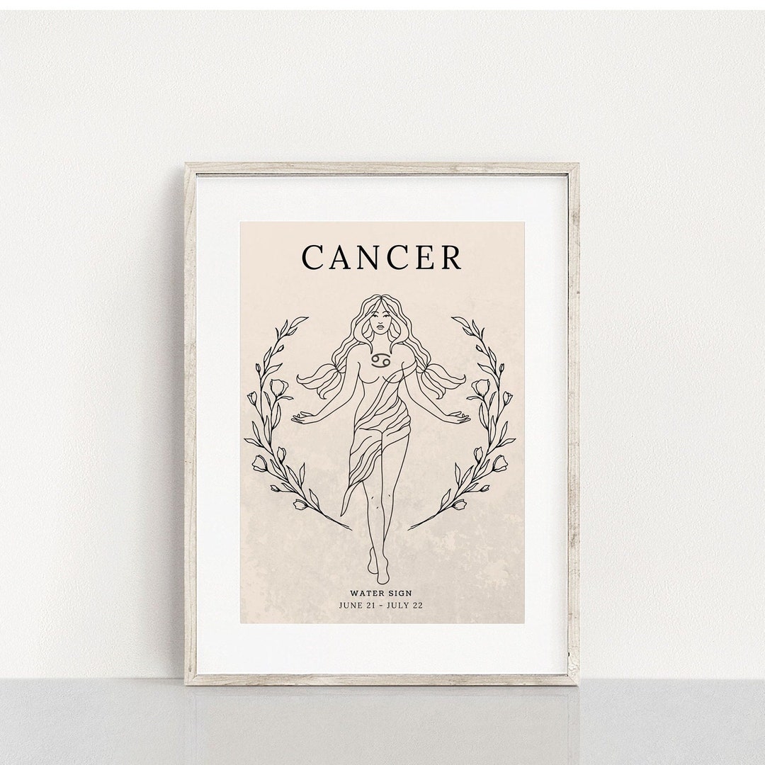 Cancer Zodiac Poster, Digital Cancer Poster, Cancer Star Sign Art ...