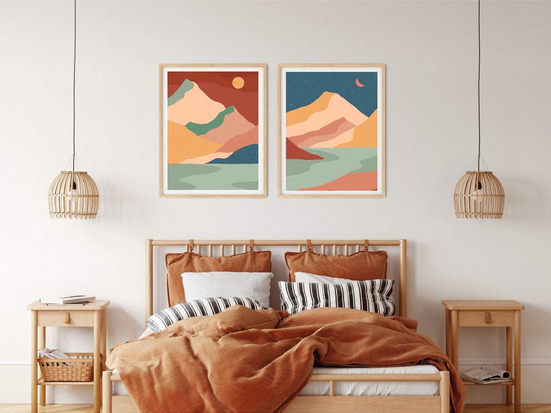 Sun and Moon Posters Set, Sun and Moon Wall Art Set, Celestial Poster ...