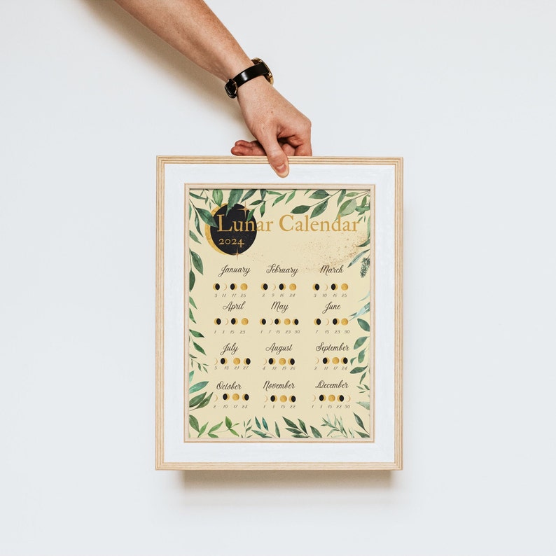 Lunar Calendar 2024 Printable Lunar Calendar 2024 Moon Phase - Etsy