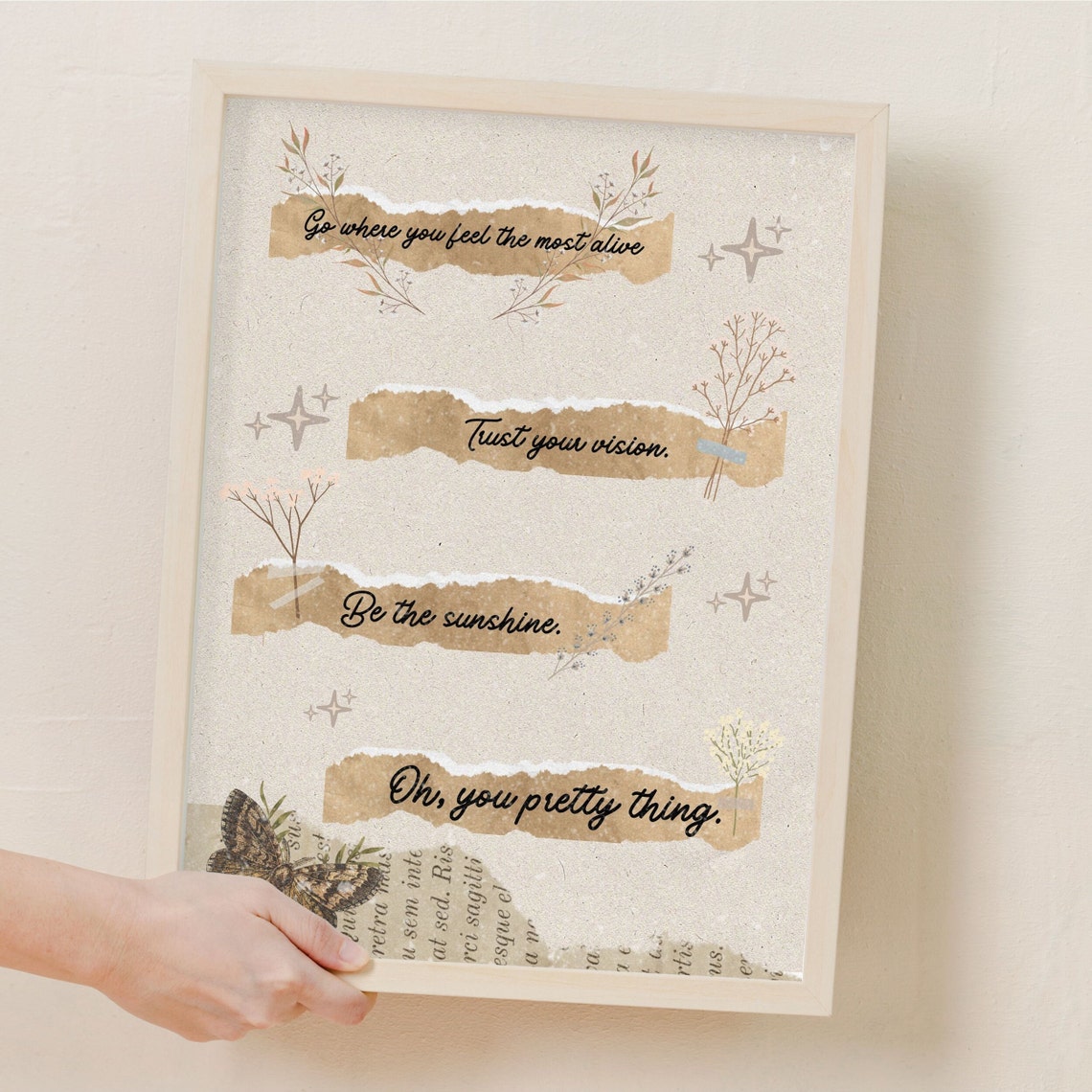 BUTTERFLY FLORAL Motivational POSTER for Plant Lover Digital ...