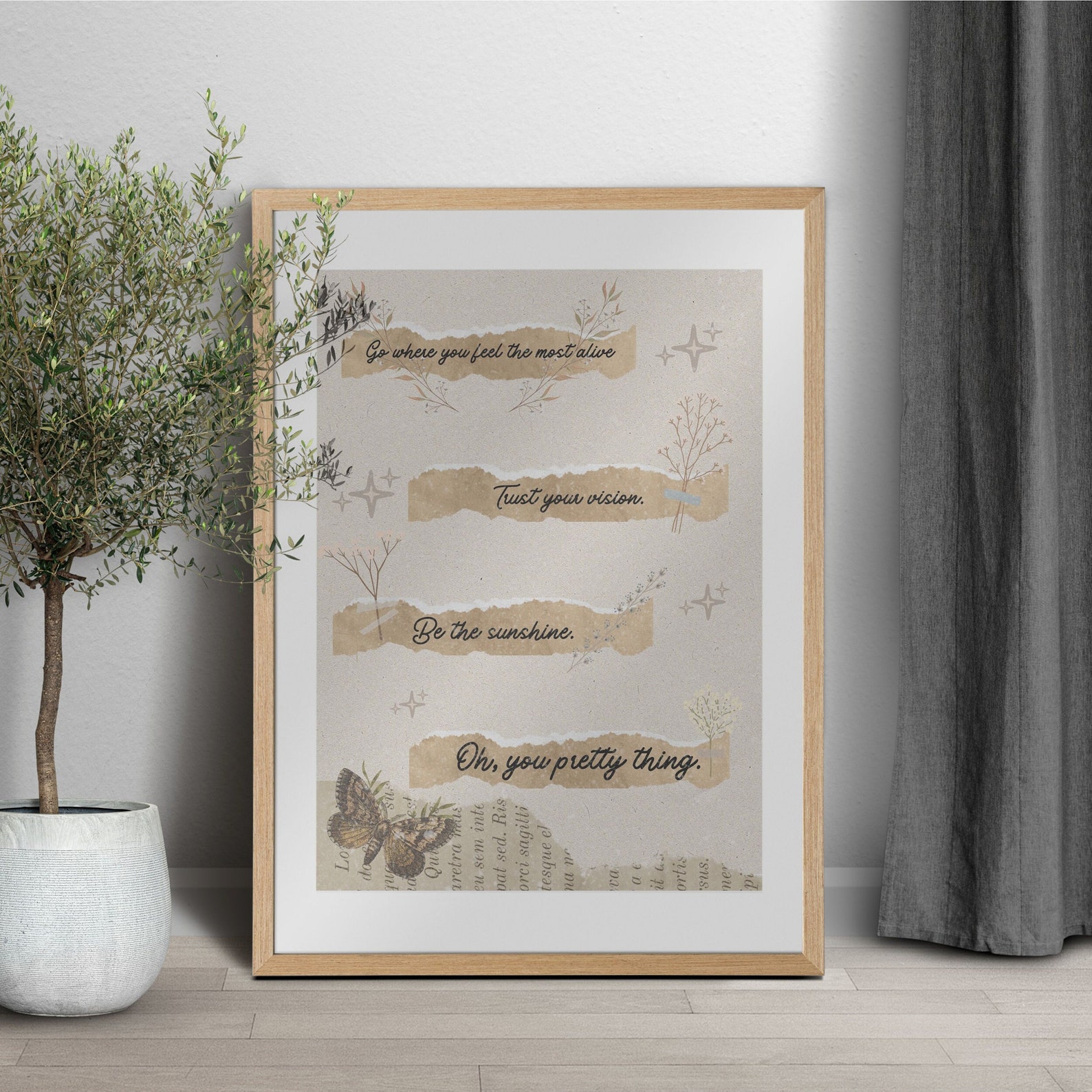 BUTTERFLY FLORAL Motivational POSTER for Plant Lover Digital ...