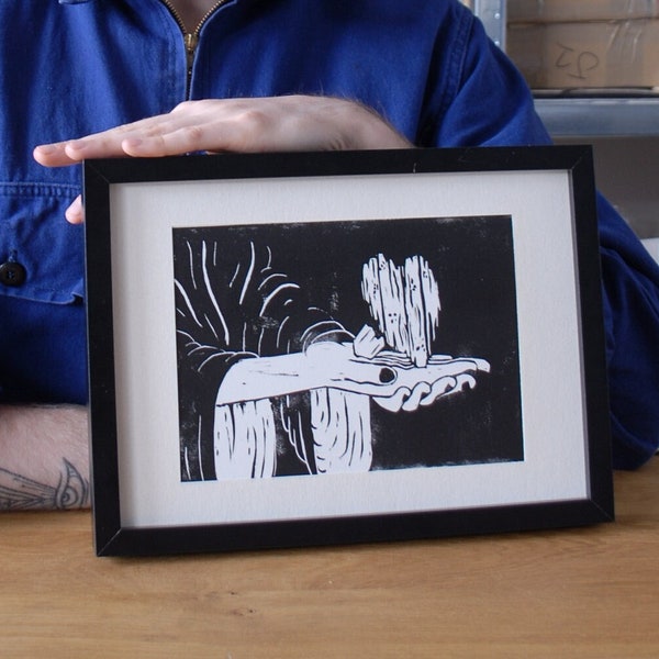 Heart Linocut - Etsy