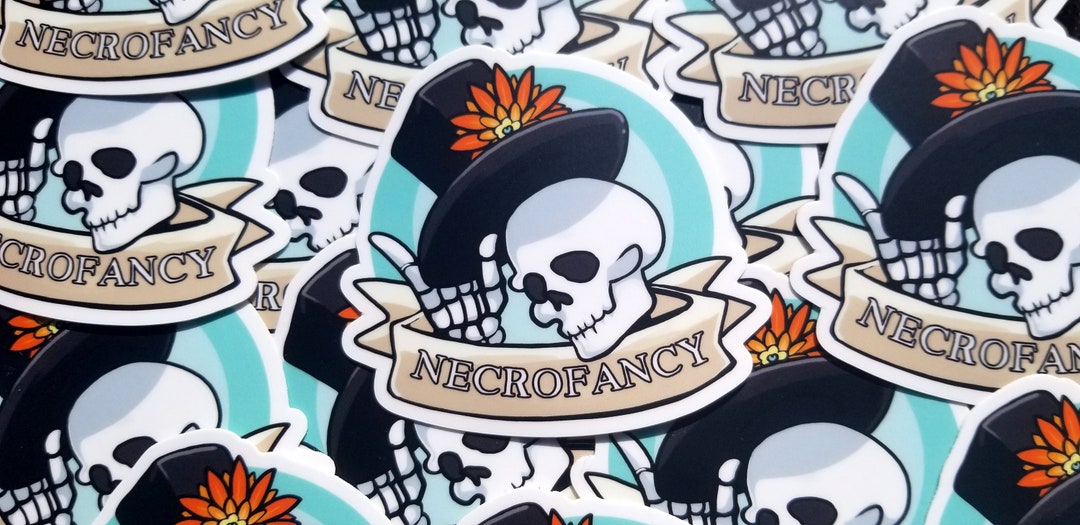 Necrofancy Sticker | Necromancy, Skeleton Sticker, Funny Pun Sticker ...