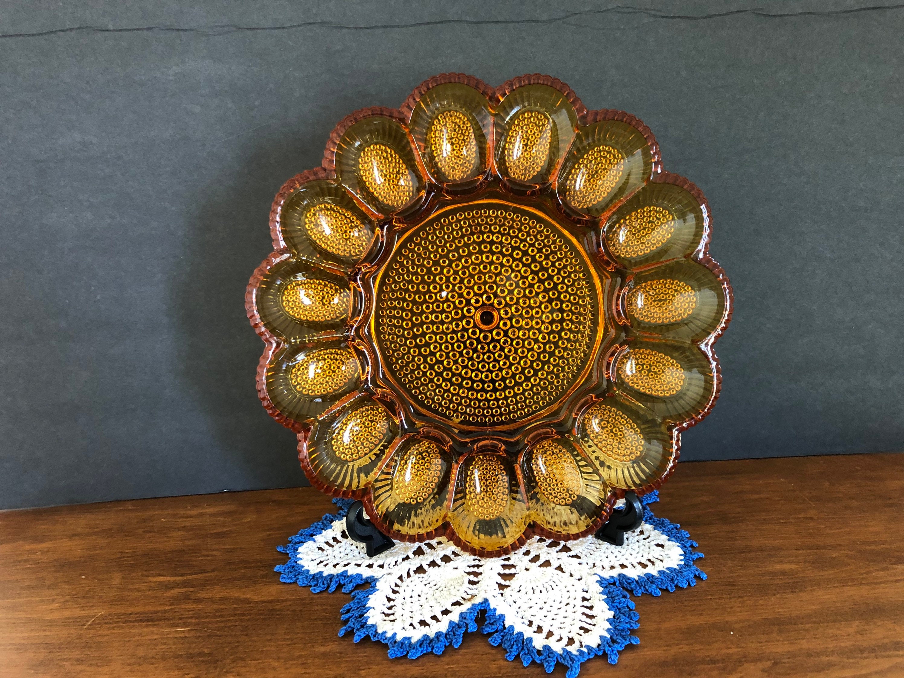 Vintage Indiana Glass Hobnail Pattern Amber Deviled Egg or - Etsy