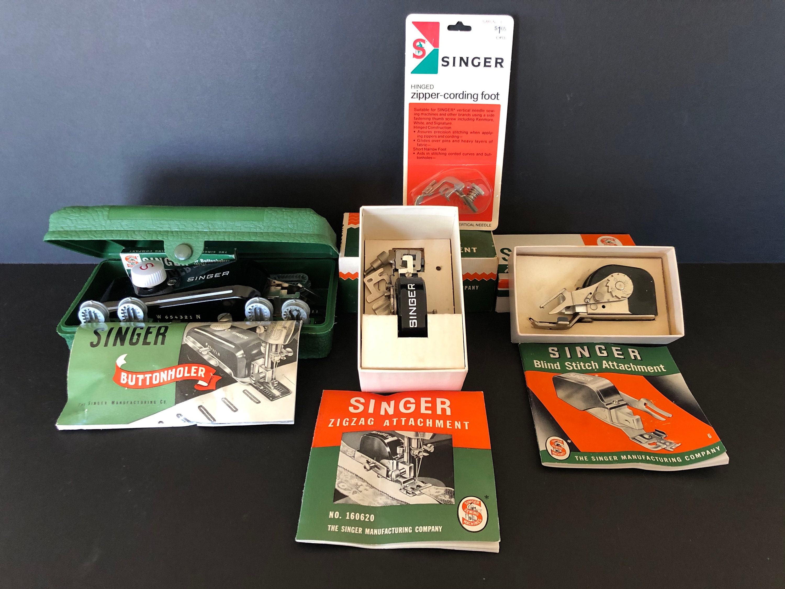 Singer Sewing Machine Attachments Vintage. Bottonholer, Blind Stitch ...