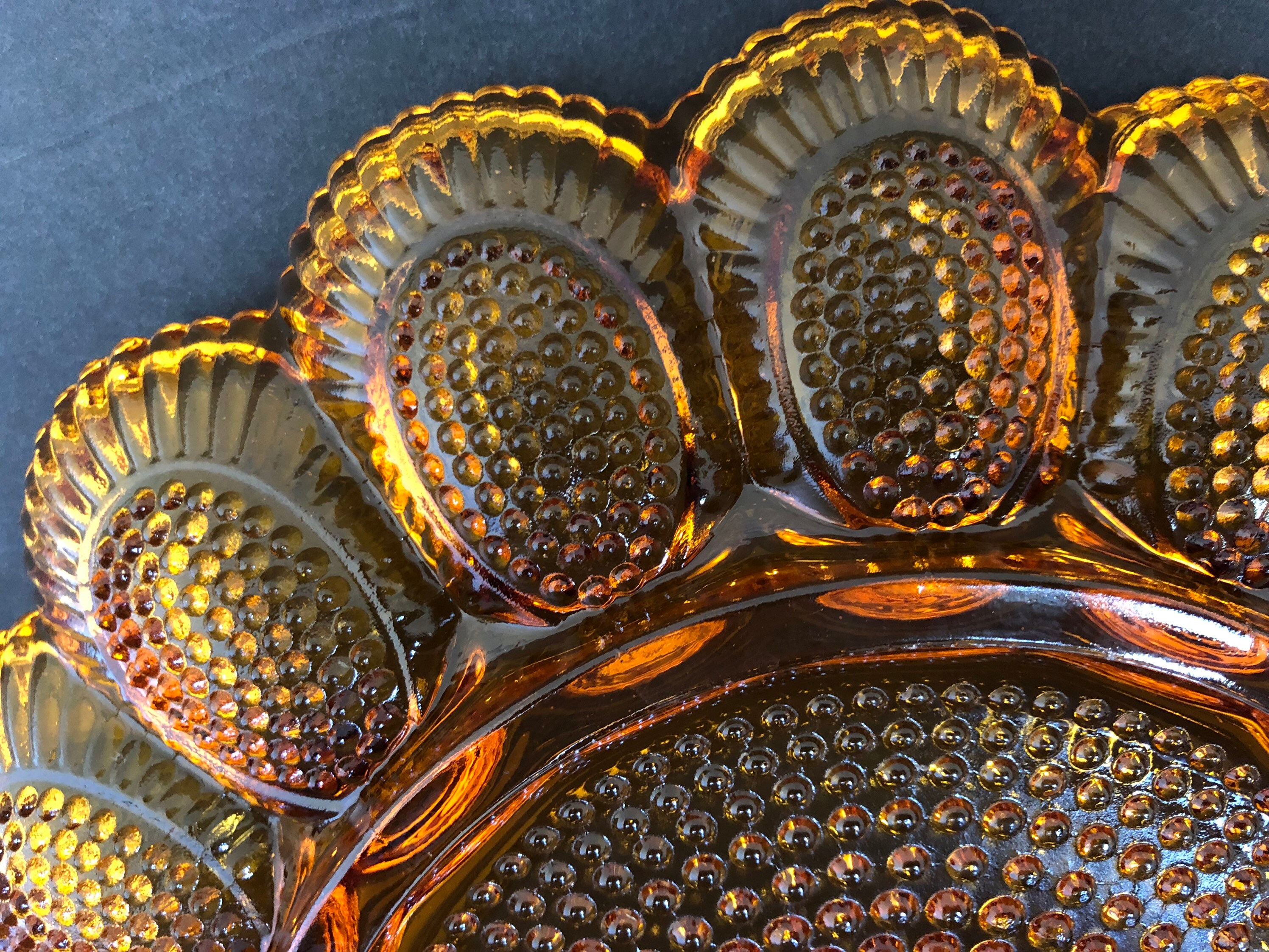 Vintage Indiana Glass Hobnail Pattern Amber Deviled Egg or - Etsy