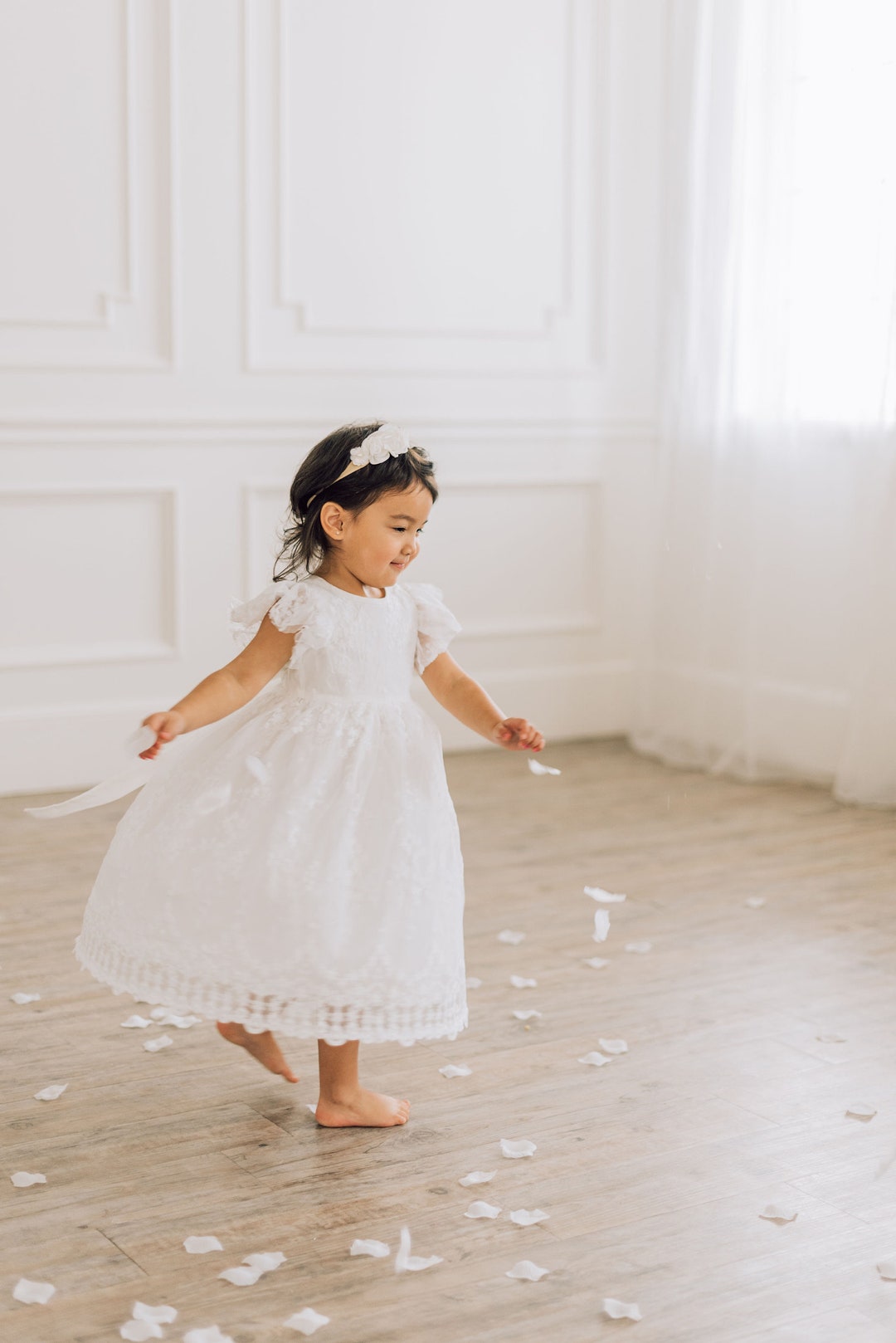 White Flower Girl Dress, Flower Girl Dress Toddler, Toddler Flower Girl ...