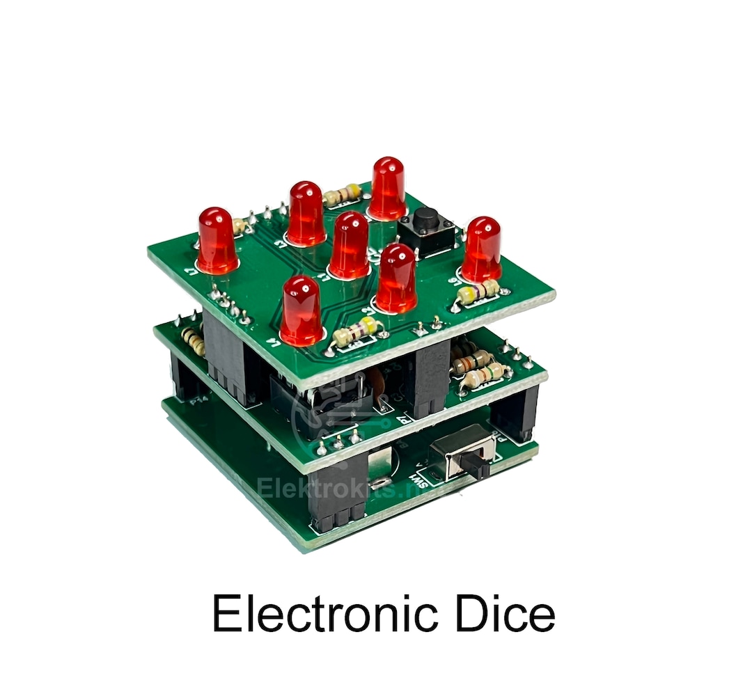 Electronic PCB Dice With 5mm Leds, Learn to Solder Kit, DIY Circuit Kit. Home or School Project ...