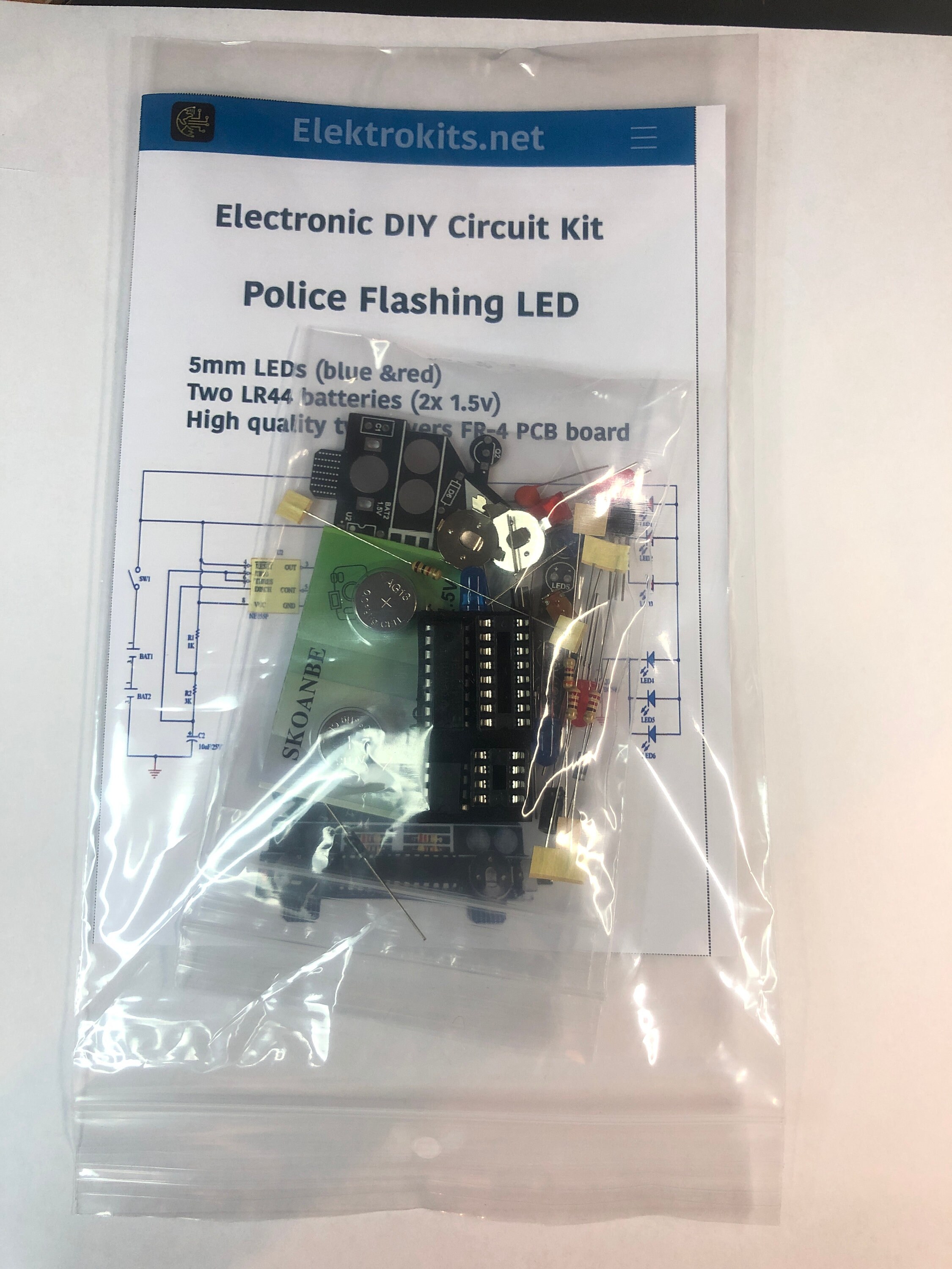 Flashing LED Police DIY Electronic Kit - Learn to Solder Circuit Kit ...