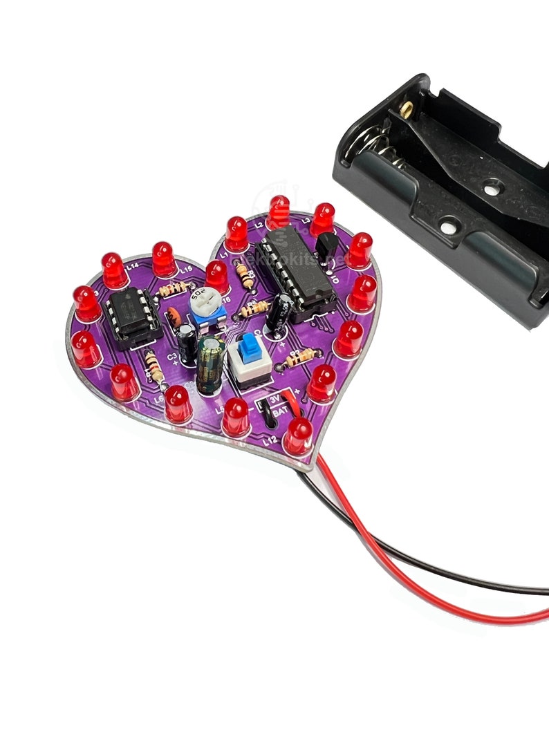 DIY LED Heart Solder Kit: Learn to Solder - Purple PCB - Etsy