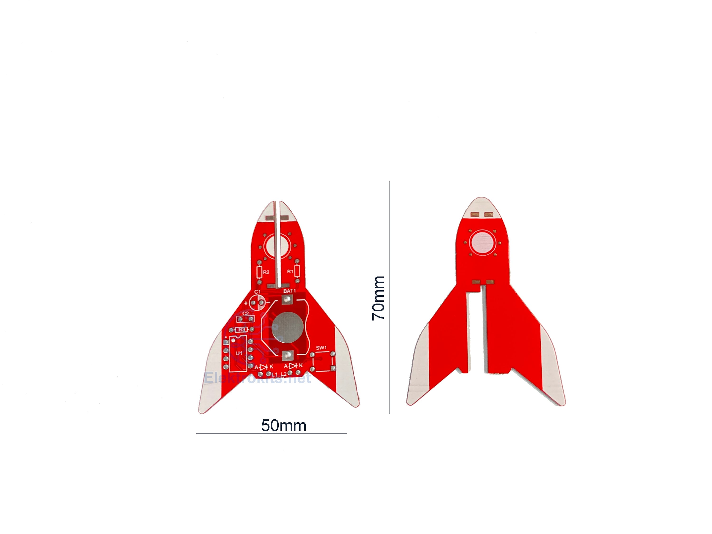 Mini Blinking PCB Rocket - Microcontroller DIY Electronic Kit, LED ...