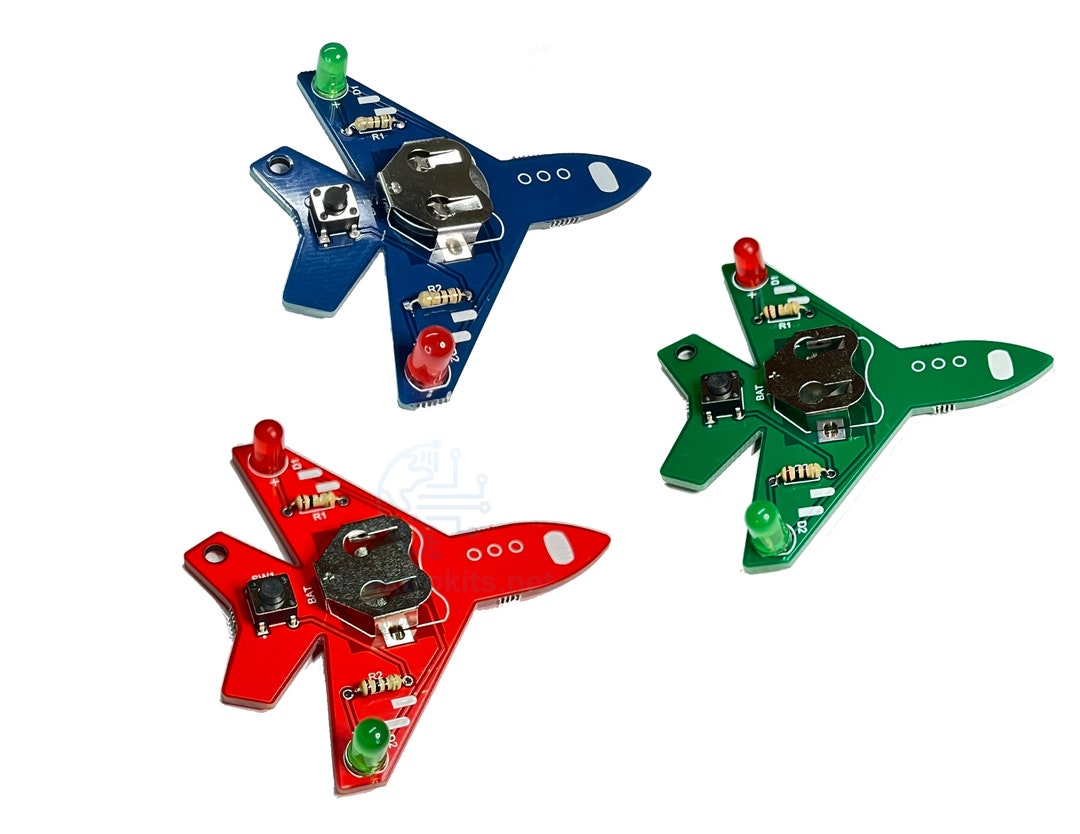 Mini Blinking Airplane LED DIY Electronic PCB Kit. Learn to Solder for ...