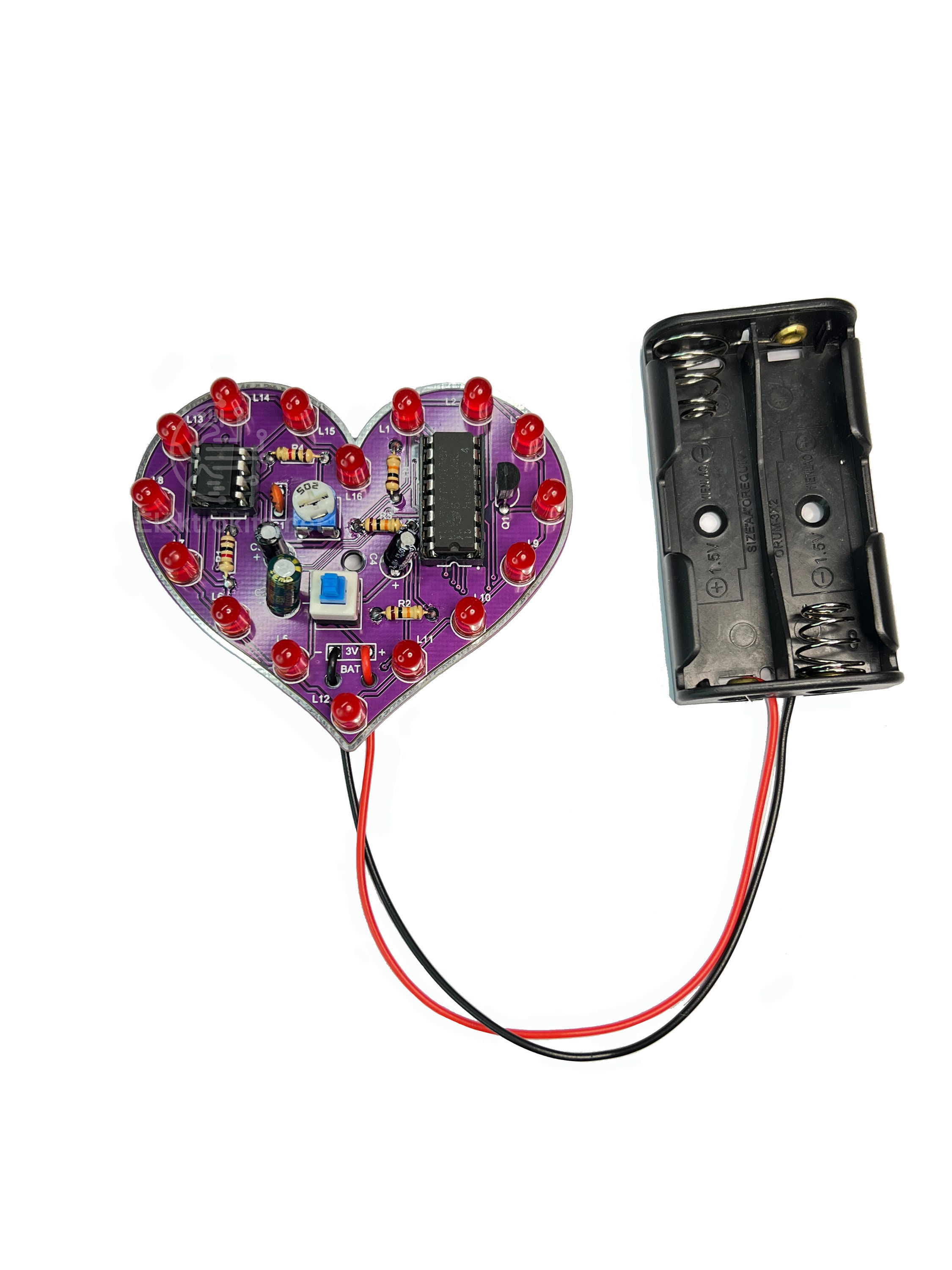 PCB LED Heart With 5mm Leds, Learn to Solder Kit, DIY Circuit Kit ...