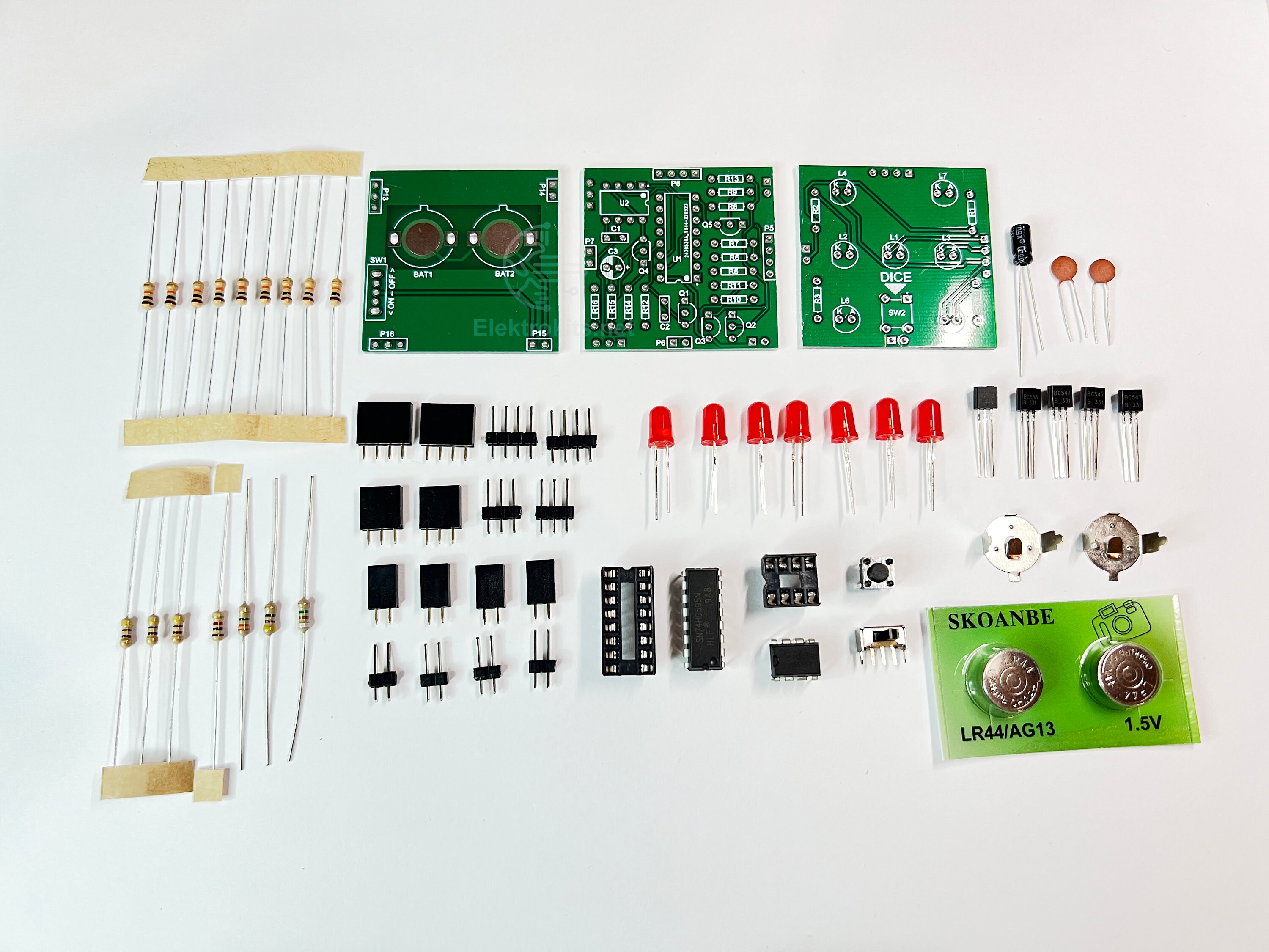 Electronic PCB Dice With 5mm Leds, Learn to Solder Kit, DIY Circuit Kit. Home or School Project ...