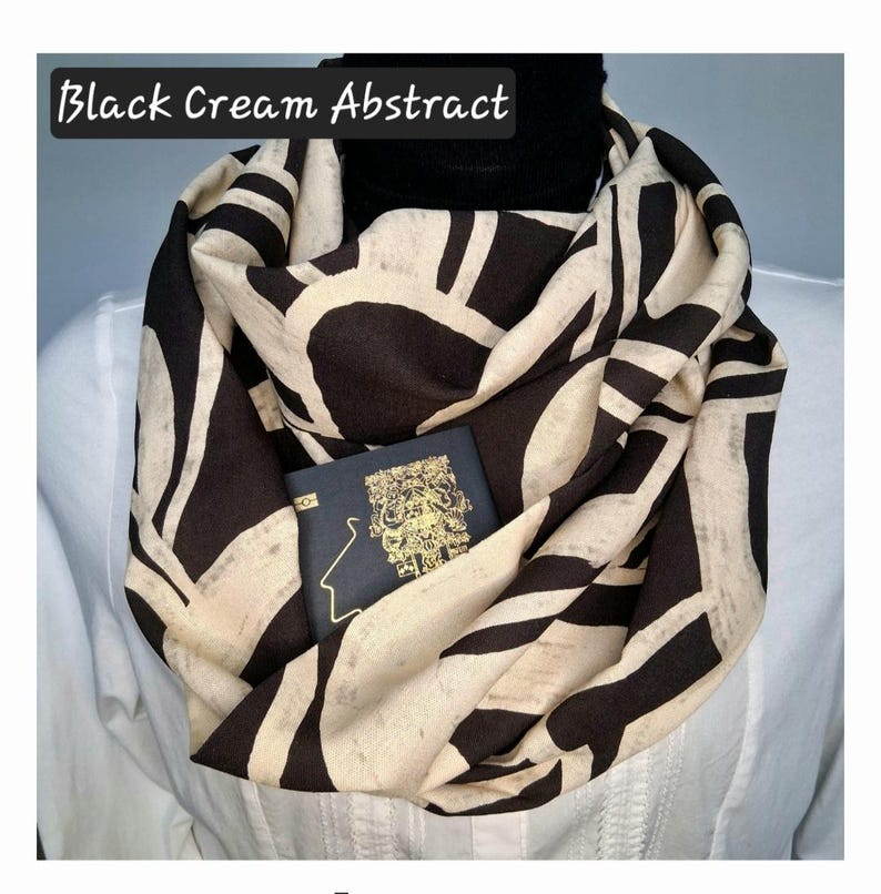 Linen Infinity Scarf With Zipper Pocket. Travel Security Shawl. Anti ...