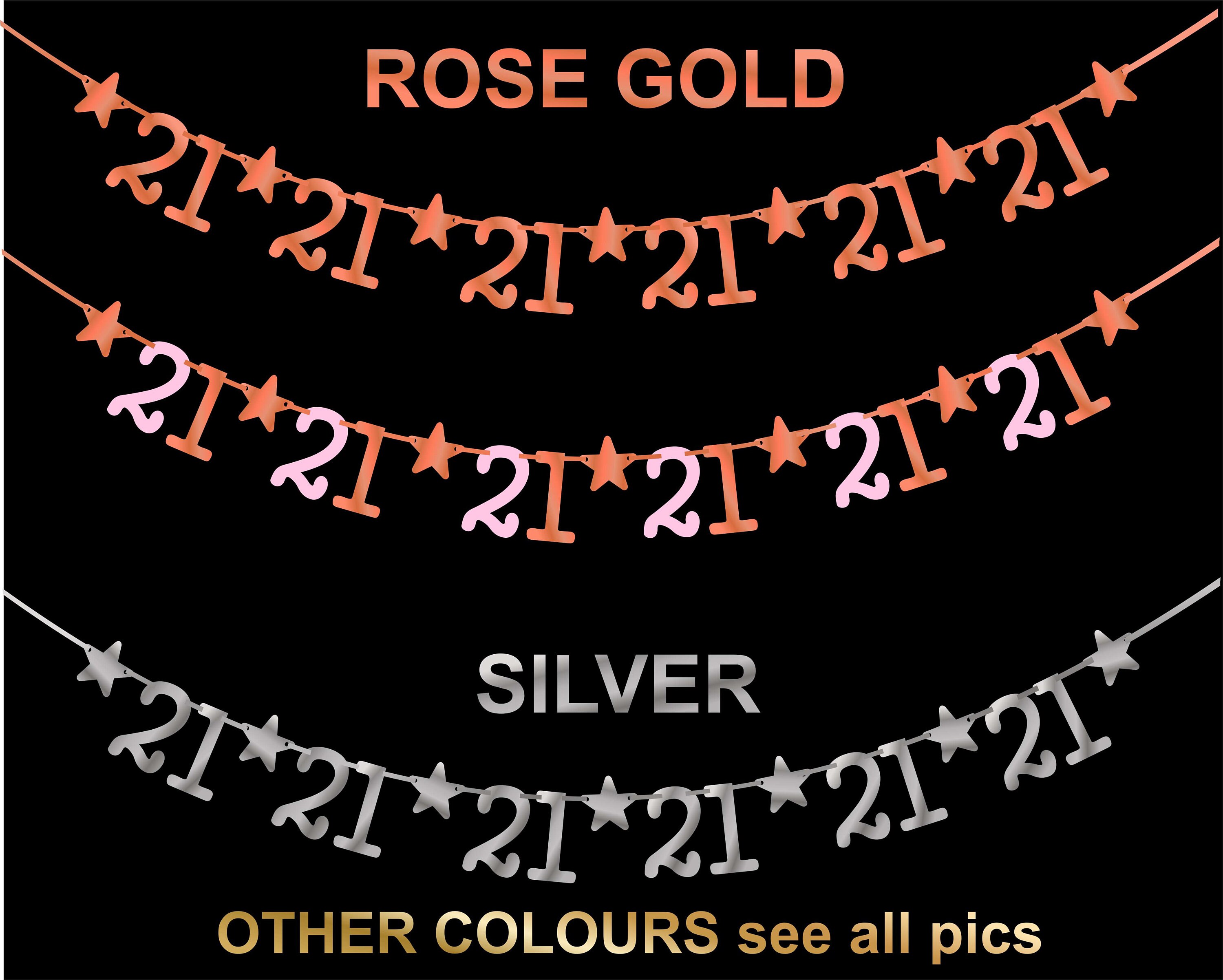 21st Birthday 21 Numbers Garland Party Banner GOLD Pink Black - Etsy UK