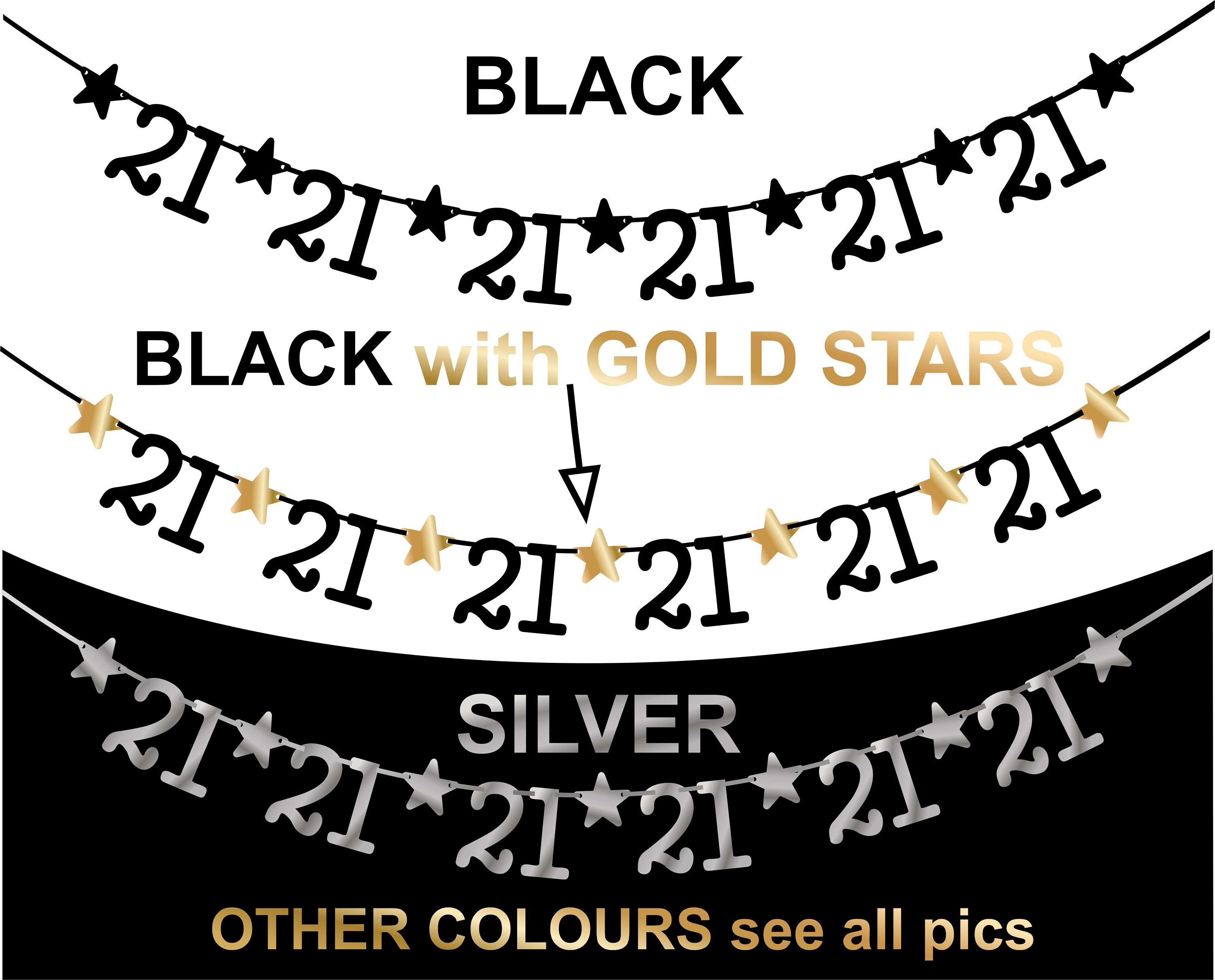 21st Birthday 21 Numbers Garland Party Banner GOLD Pink Black - Etsy UK