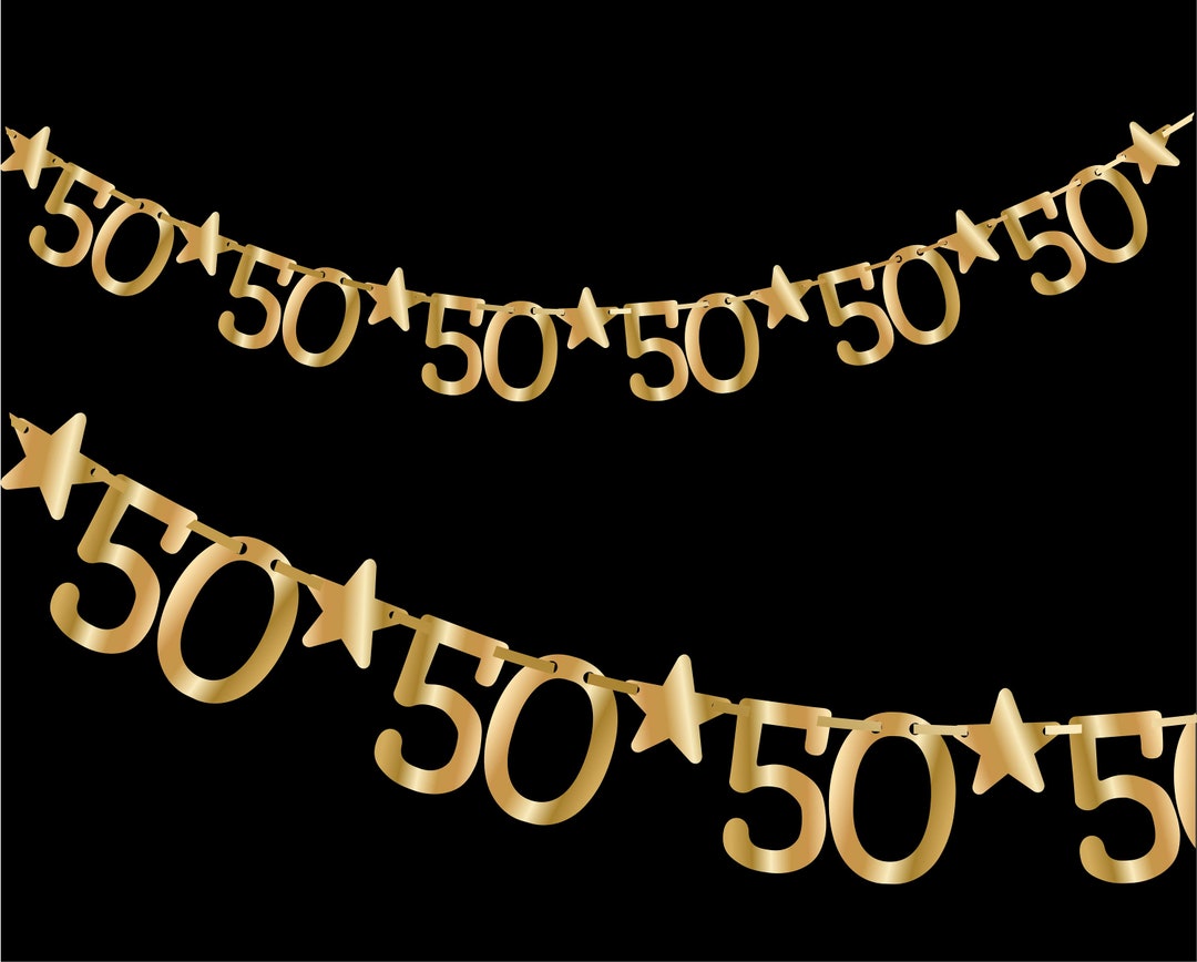 50th Birthday 50 Numbers Garland GOLD STAR Black Silver Bronze - Etsy UK