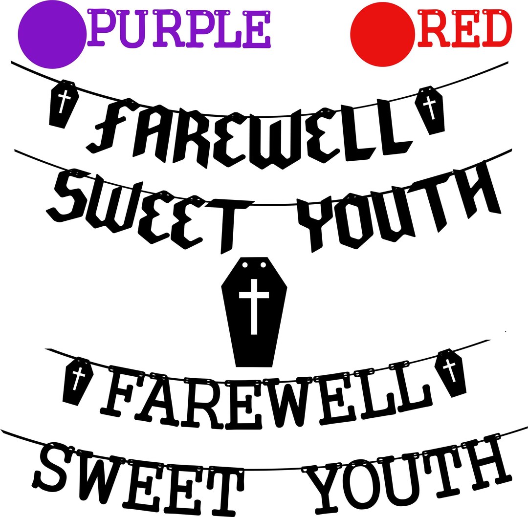 Farewell Sweet Youth Birthday Banner Gothic Goth Emo Party Decorations ...