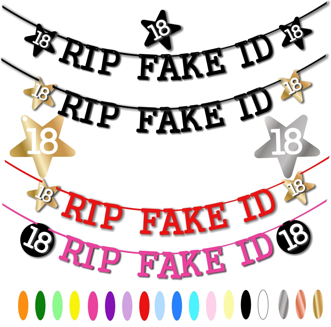 RIP Fake Id Banner 18th Birthday Party Bunting Decorations CUSTOM ...