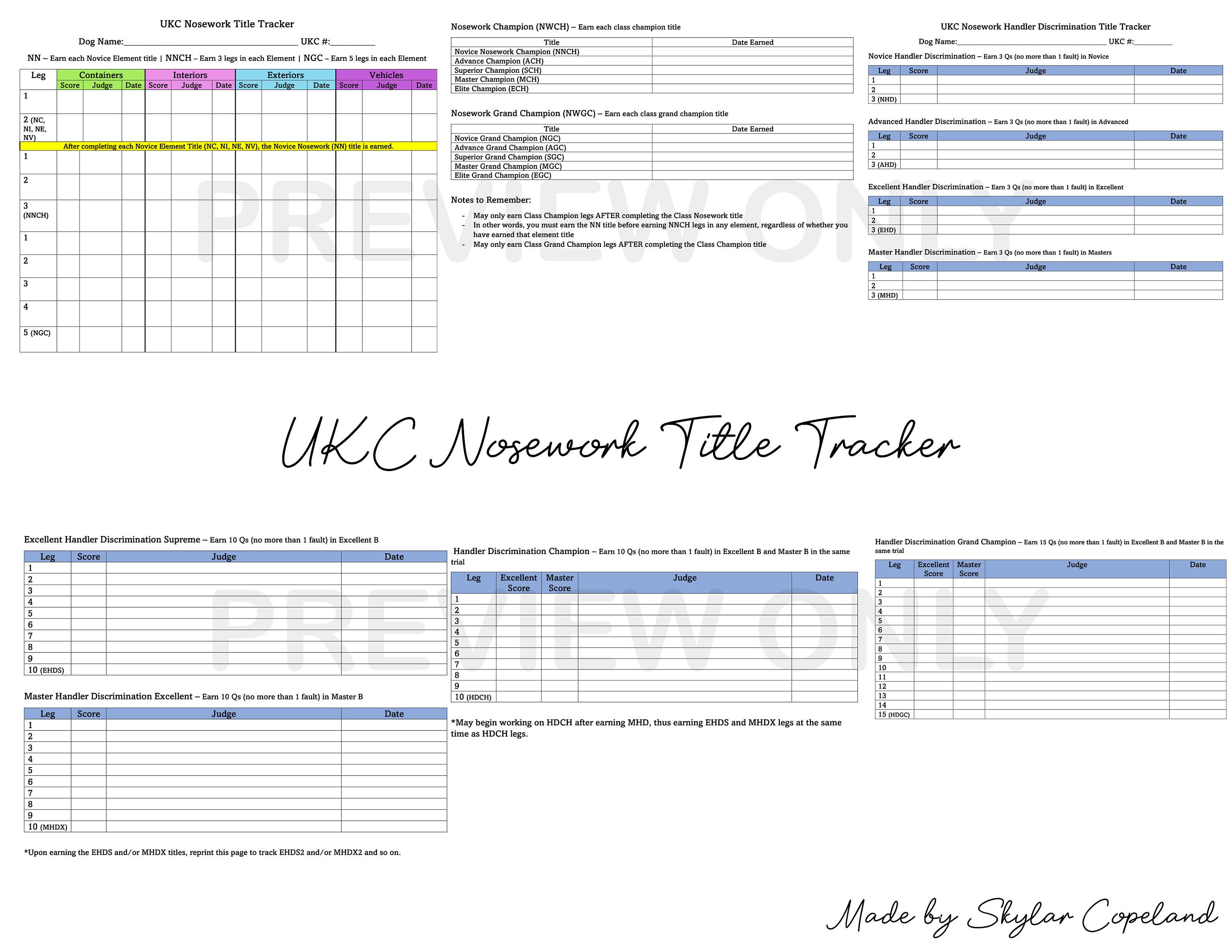 UKC Nosework Title Tracker Download Now Etsy UKC Nosework Title Tracker Download Now Etsy