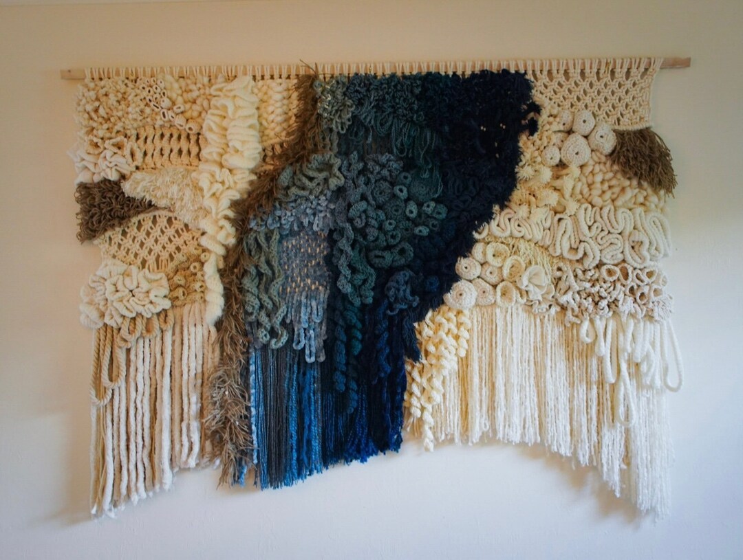 Blue Macrame Woven Wall Hanging Extra Large - Etsy