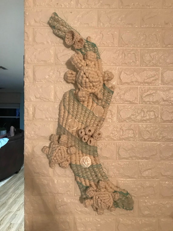Turtle Natural Macrame and Crochet Wall Art - Etsy