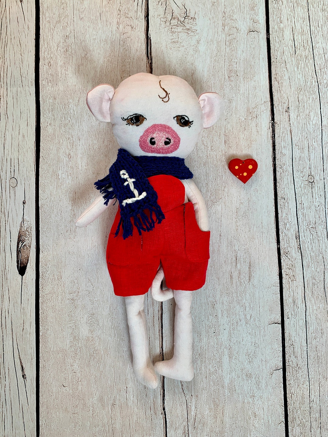 Dreamy Sailor Piglet an Exciting Toy Made of Linen Colored - Etsy